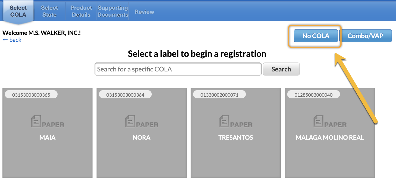 How to register a No COLA product – PRO (ShipCompliant)