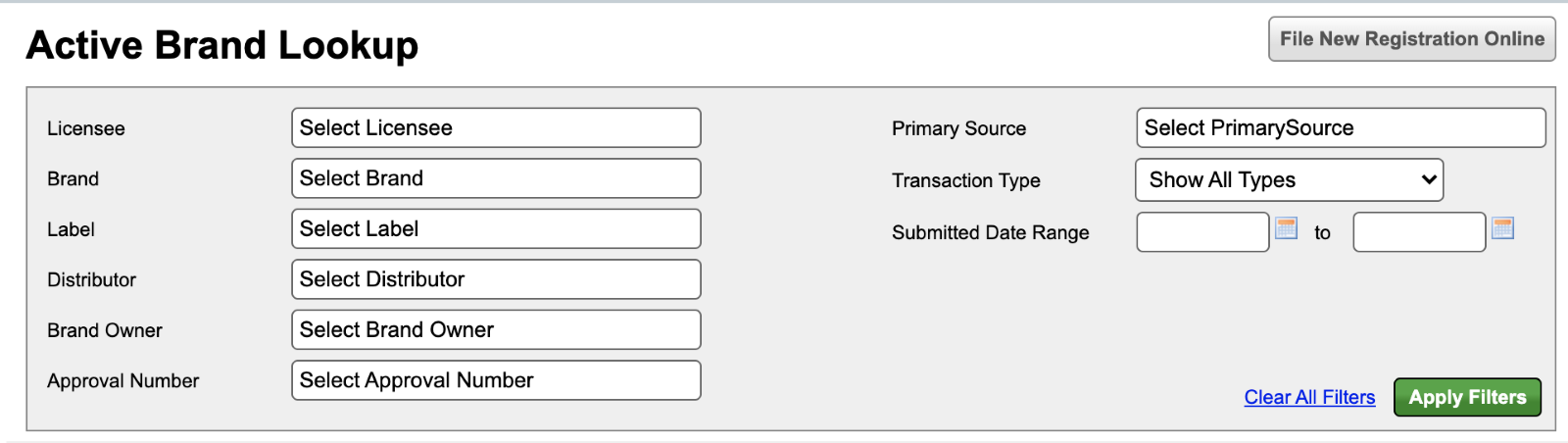 Finding current registrations on the Active Brands and Verify sites ...