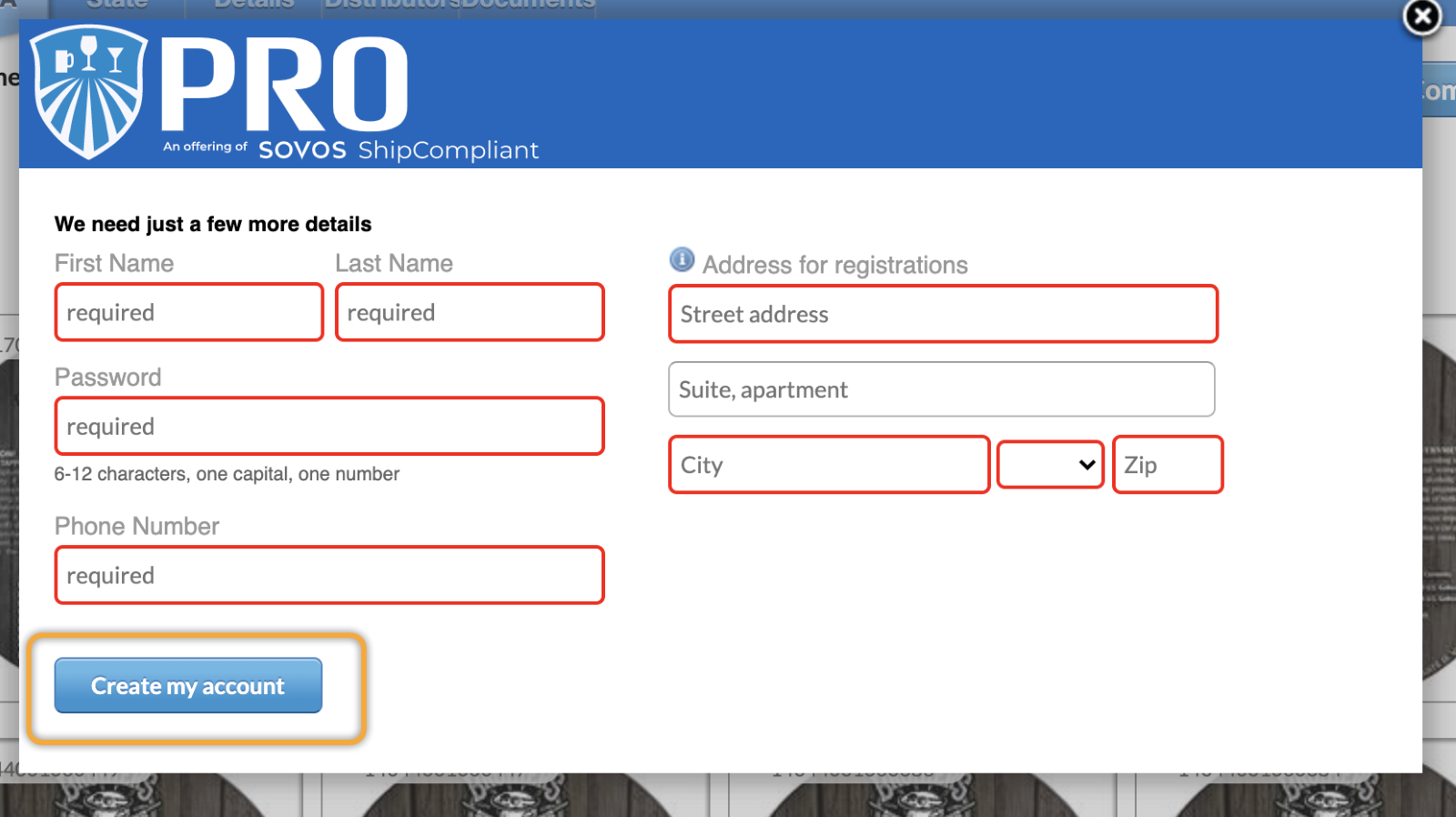How to create an account in PRO – PRO (ShipCompliant)